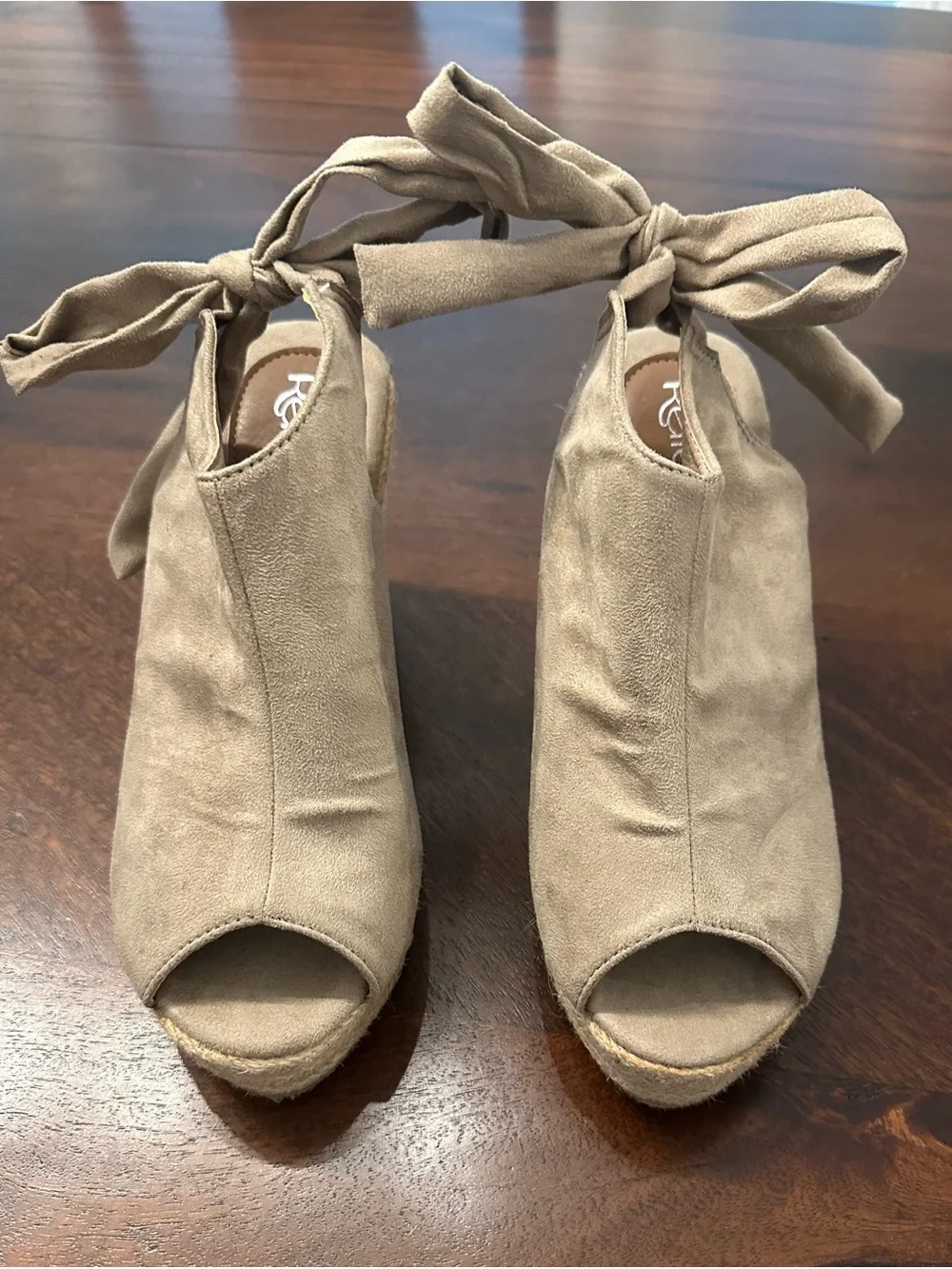 Refresh | Shoes | Refresh Taupe Tie Back Espadrille Wedges Size 8 Worn ...